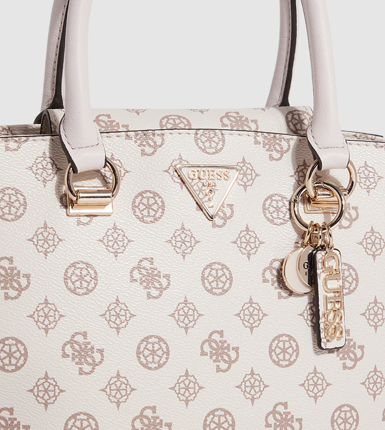 Buy Guess Monogram Patterned Satchel Bag In Cream | 6thStreet Bahrain