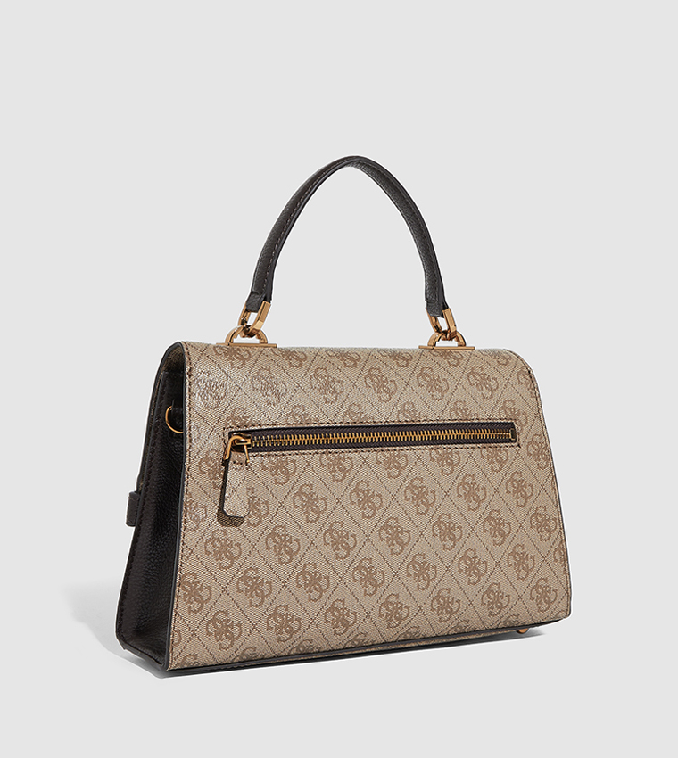 Buy Guess Monogram Patterned Satchel Bag In Brown | 6thStreet UAE