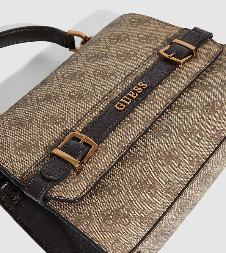 Buy Guess Monogram Patterned Satchel Bag In Brown | 6thStreet UAE