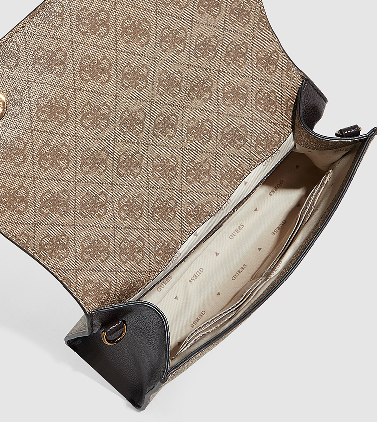 Buy Guess Monogram Patterned Satchel Bag In Brown | 6thStreet UAE