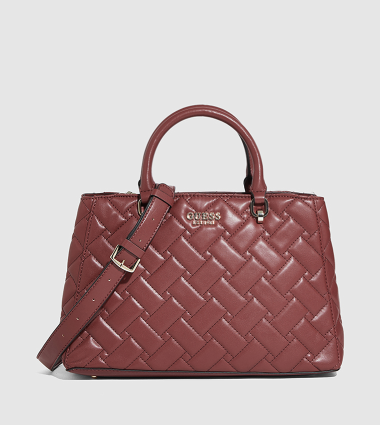 Buy Guess Quilted Satchel Bag In Burgundy | 6thStreet UAE