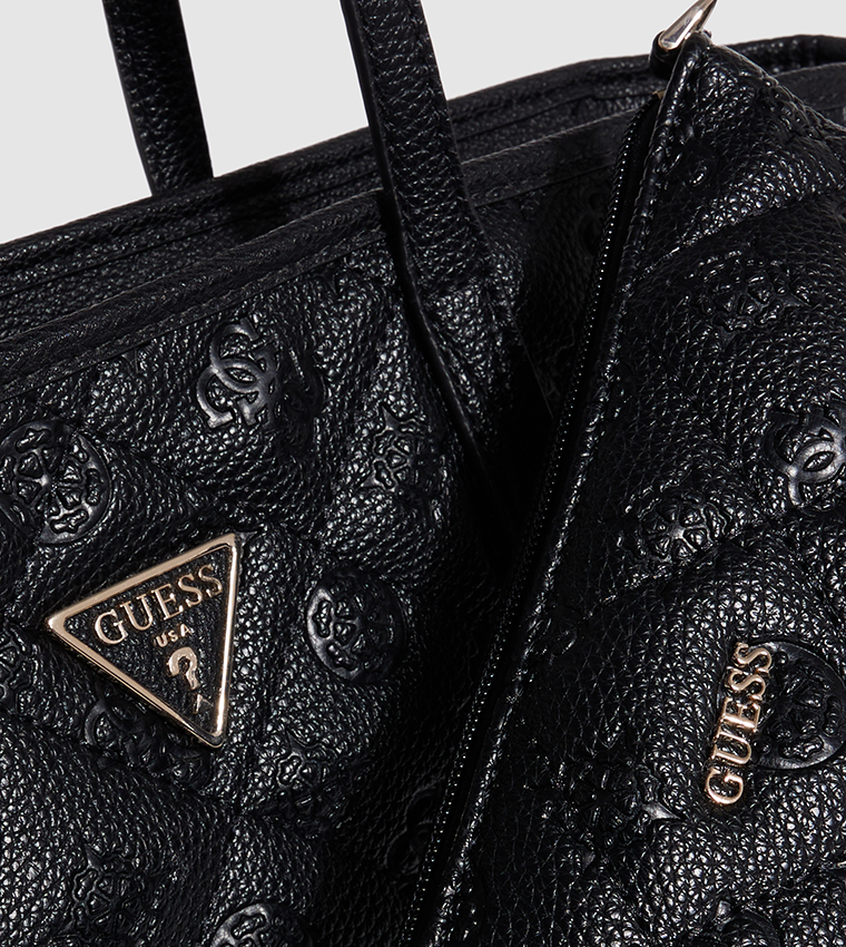 Buy Guess Monogram Debossed Tote Bag Set In Black | 6thStreet UAE