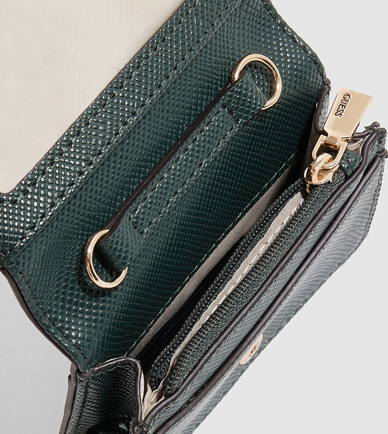 Buy Guess Textured Mini Wallet With Sling In Green | 6thStreet UAE