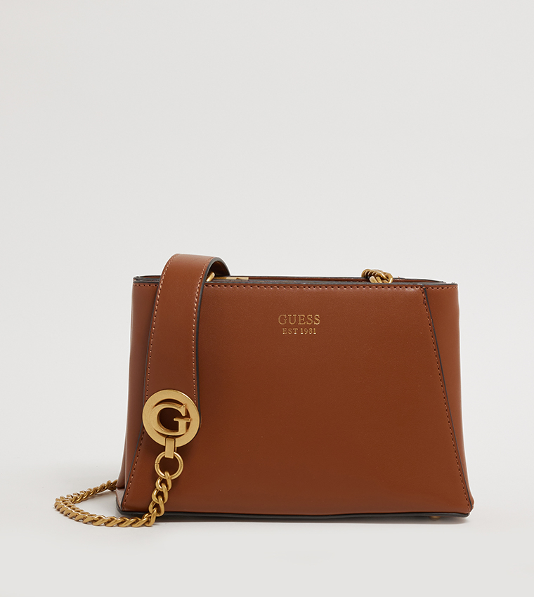 Buy Guess MASIE Logo Print Crossbody Bag In Brown | 6thStreet Oman