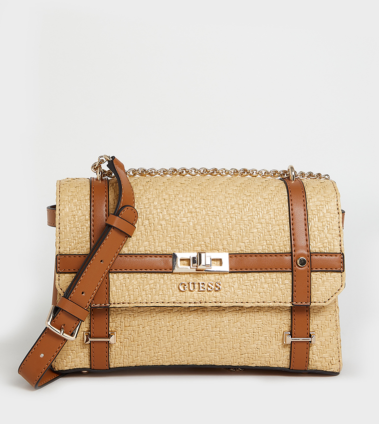 Buy Guess EMILEE Straw Crossbody Bag In Natural | 6thstreet UAE