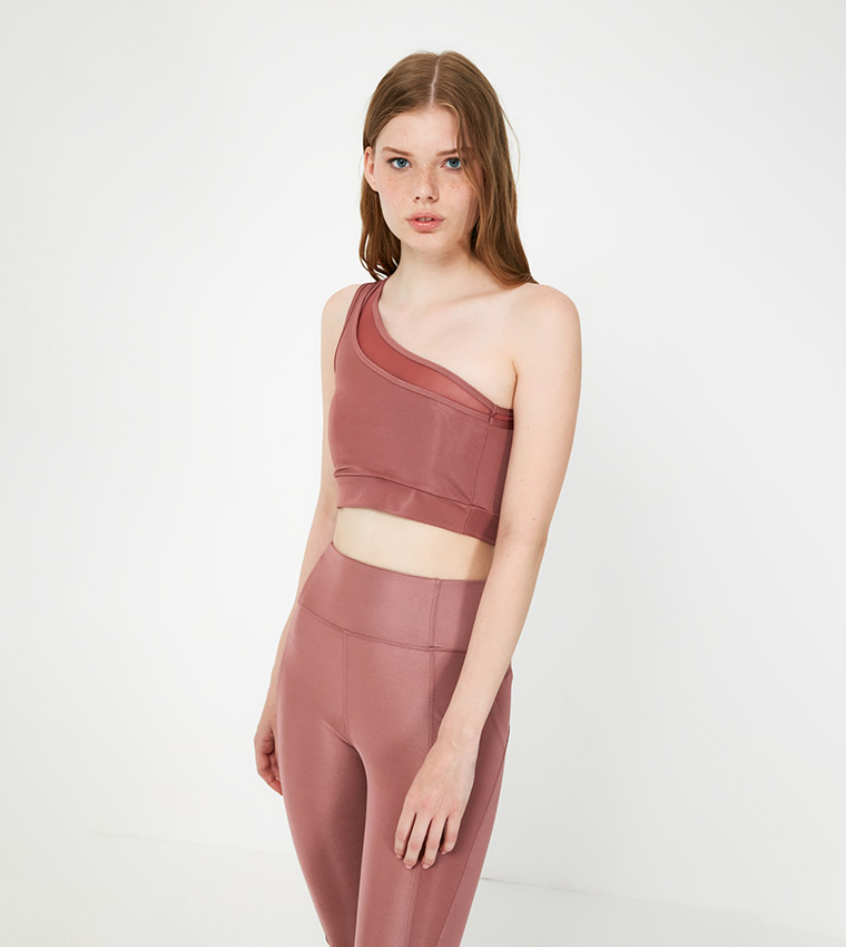 Buy Trendyol One Shoulder Sports Bra In Pink | 6thStreet Qatar