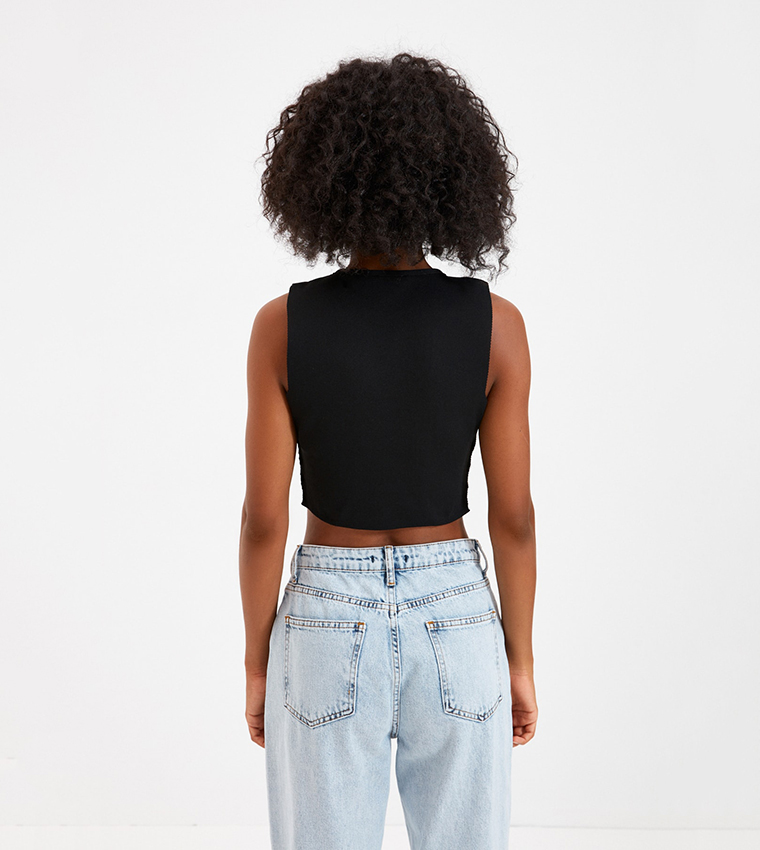 Buy Trendyol Chain Link Crop Top In Black | 6thStreet Qatar
