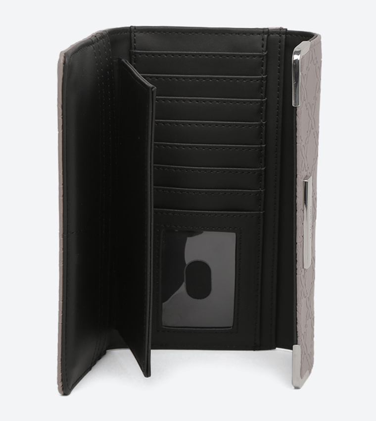 Buy Nine West Press Button Closure Wallet With Multiple Card Slots Grey ...