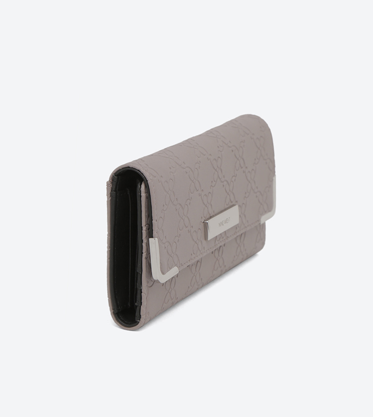 Buy Nine West Press Button Closure Wallet With Multiple Card Slots Grey ...