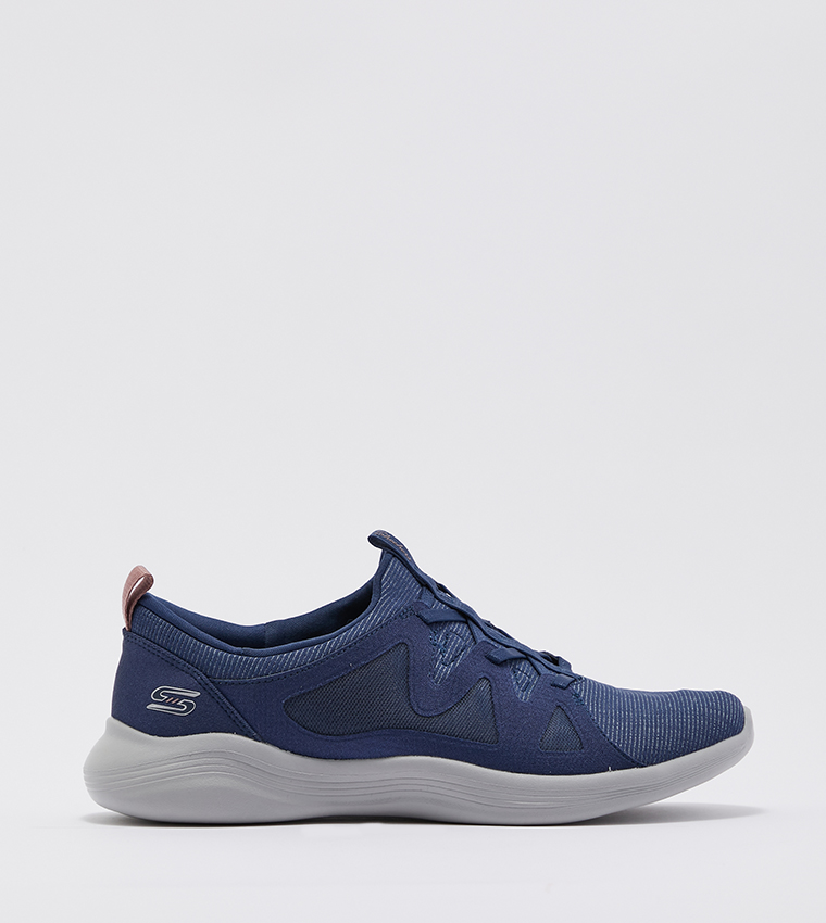 Buy Skechers Hot Melt Overlay & Mono Mesh Flat Gore Slip On In Blue ...