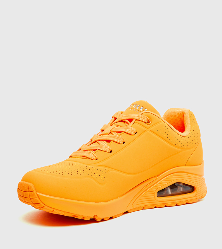 Buy Skechers UNO Logo Detail Lace Up Sneakers In Orange | 6thStreet UAE