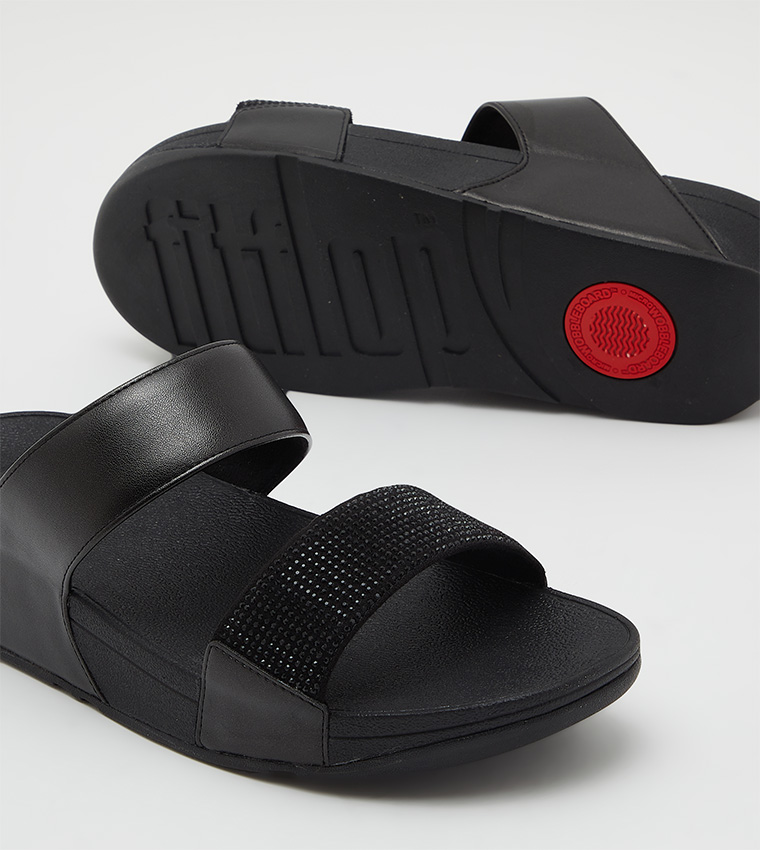 Buy FitFlop Lulu Crystal Embellished Sandals In Black | 6thStreet UAE