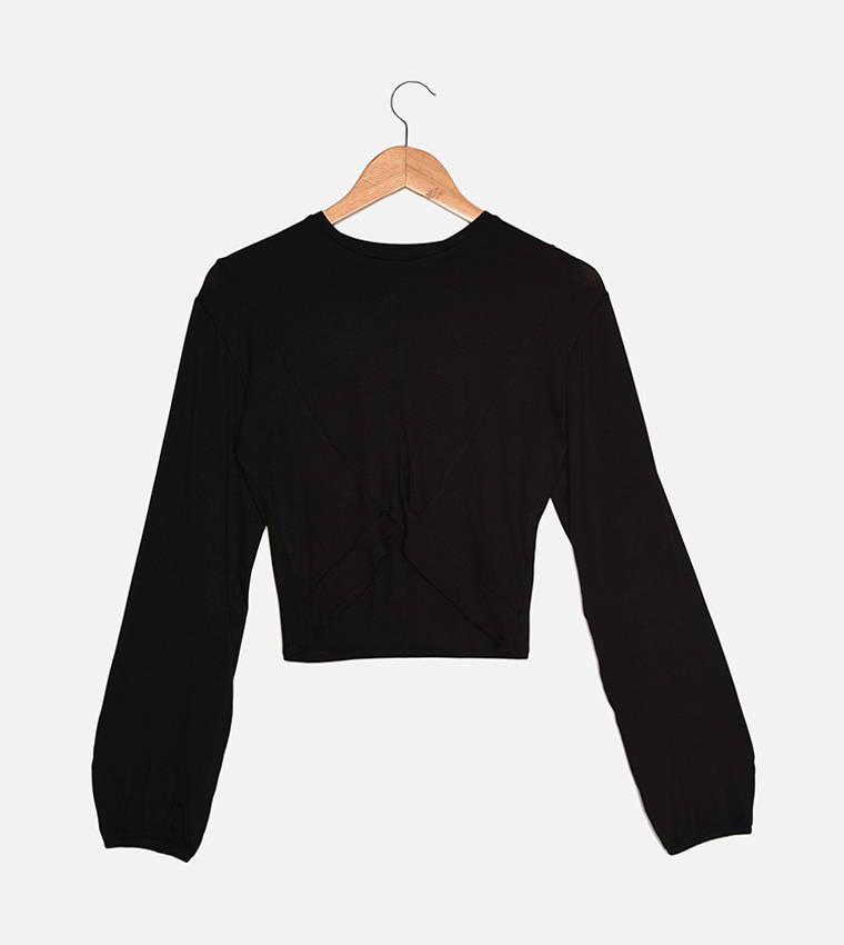 Buy Trendyol Cross Over Crop Top In Black | 6thStreet UAE