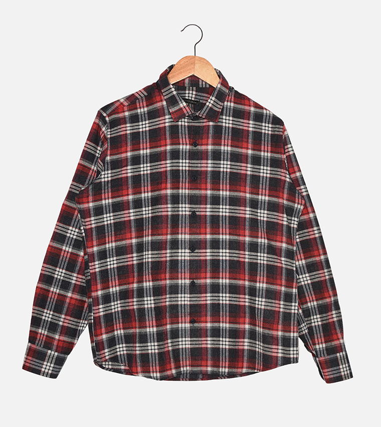 Buy Trendyol Plaid Check Flannel Shirt In Red | 6thStreet Qatar