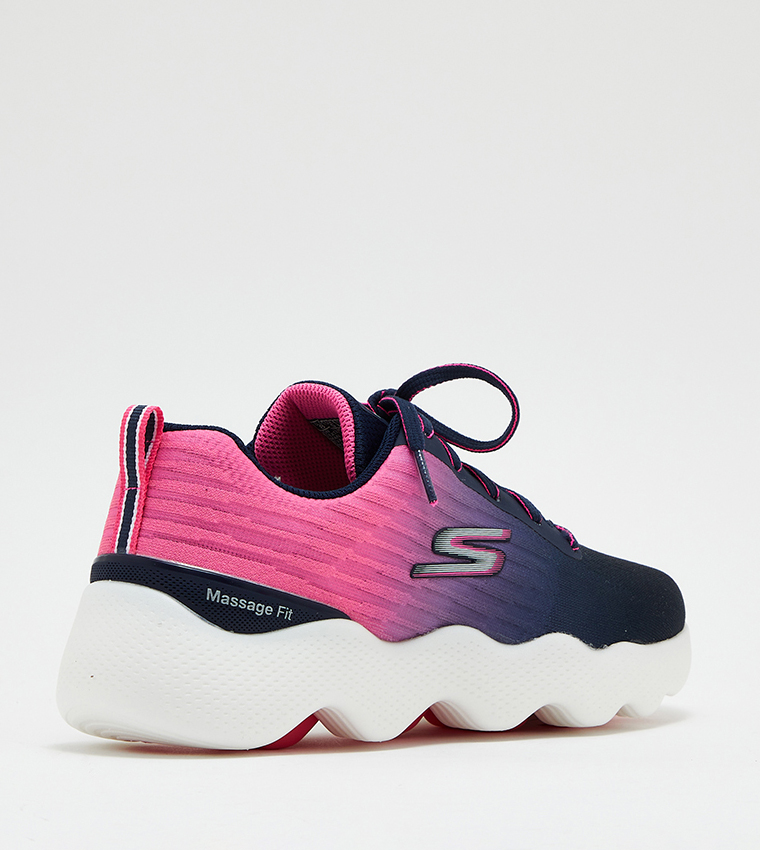 Buy Skechers GO WALK MASSAGE FIT Patterned Lace Up Shoes In Navy ...