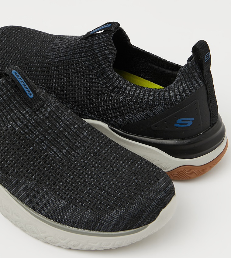 Buy Skechers BISMARK Round Toe Mid Top Sneakers In Black | 6thStreet ...