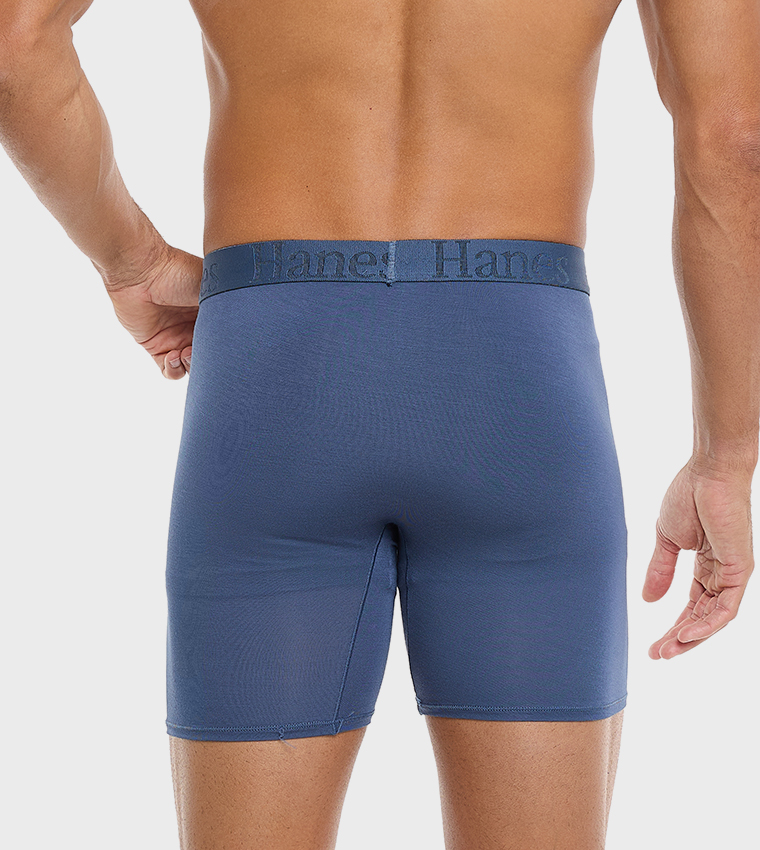 Buy Hanes Pack Of 3 Logo Waistband Boxer Briefs In Multiple Colors ...