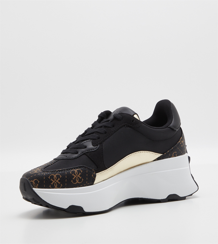 Buy Guess D CALEBB Monogram Platform Sneakers In Black | 6thStreet UAE