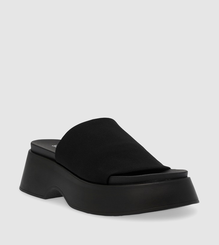 Buy Steve Madden THROW BACK Open Toe Platform Sandals In Black ...