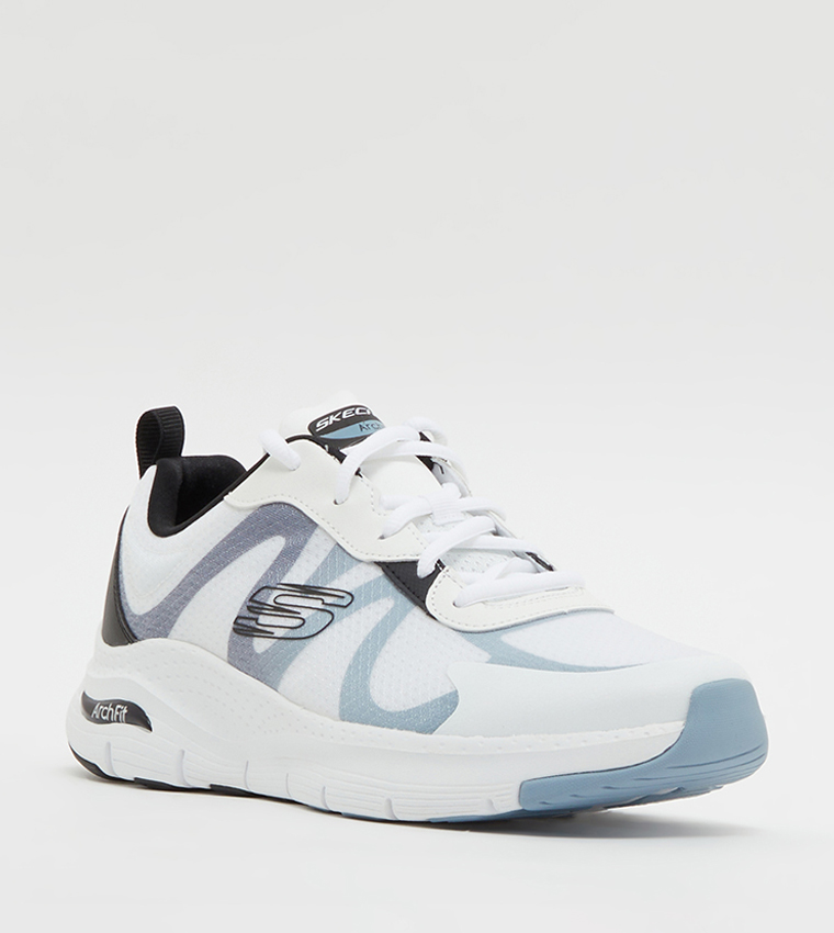 Buy Skechers ARCH FIT Lace Up Mid Top Sneakers In WHITE MULTI ...