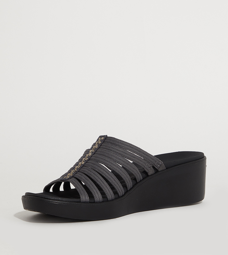 Buy Skechers ARCH FIT RUMBLE Embellished Wedges In Grey | 6thStreet UAE