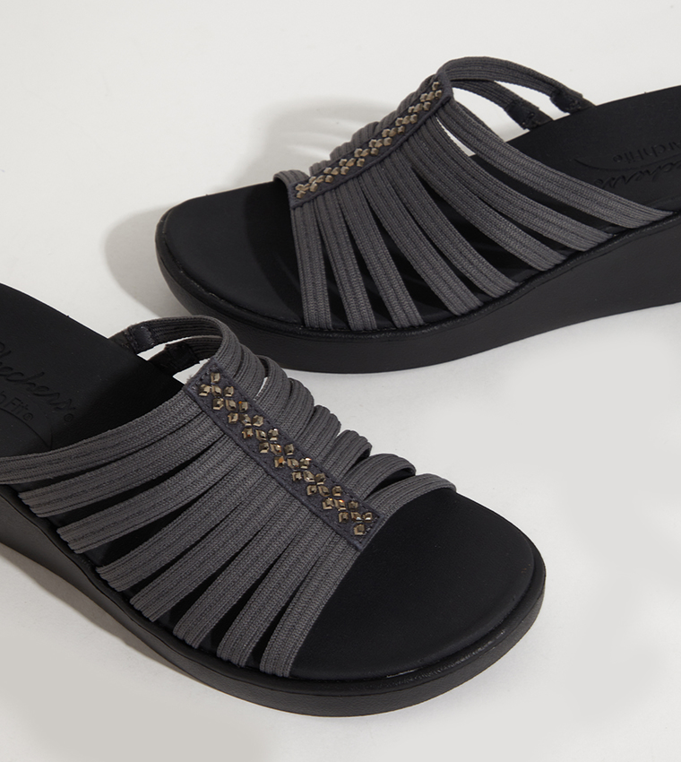 Buy Skechers ARCH FIT RUMBLE Embellished Wedges In Grey | 6thStreet UAE