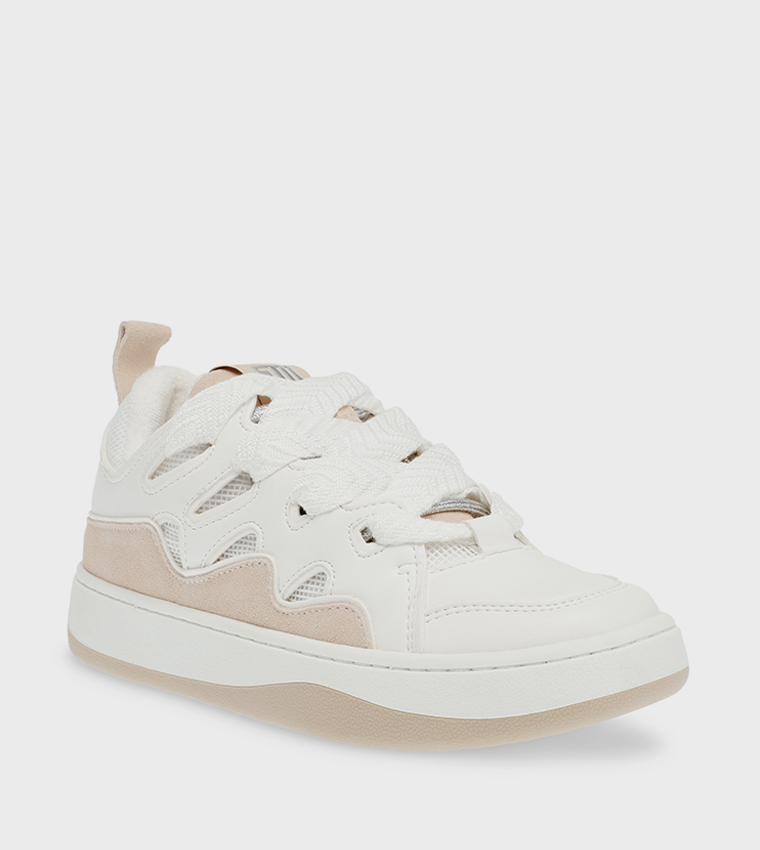 Buy Steve Madden ROARING Color Block Lace Up Sneakers In White ...