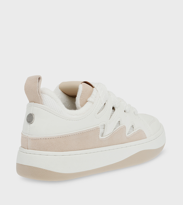 Buy Steve Madden ROARING Color Block Lace Up Sneakers In White ...