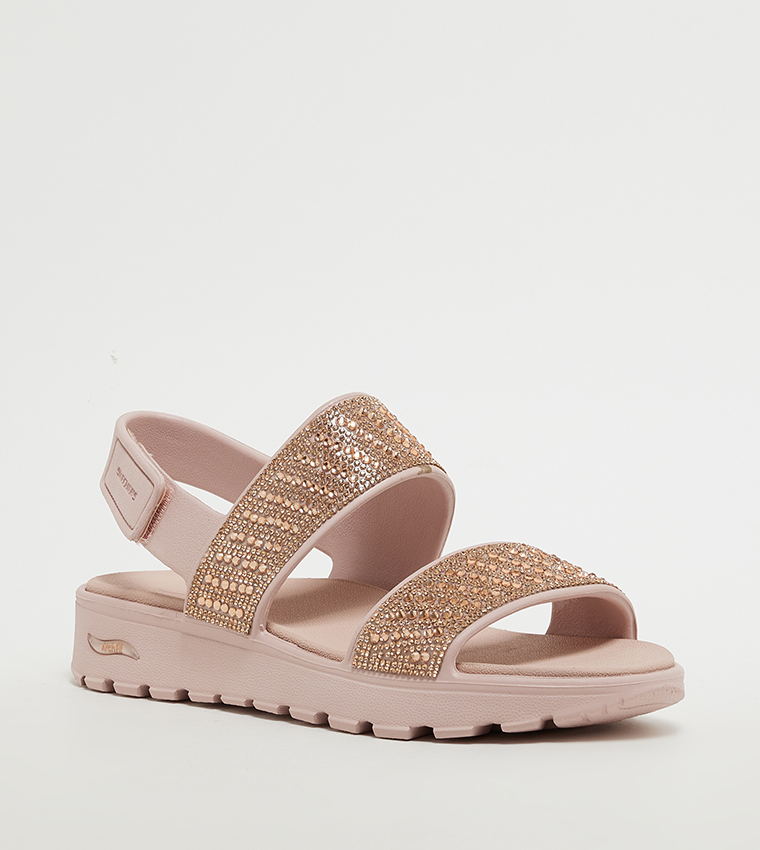 Buy Skechers ARCH FIT FOOTSTEPS Embellished Comfort Sandals In Rose ...