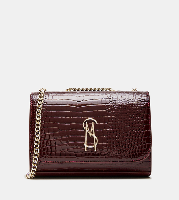 Buy Steve Madden BCALA W Croc Textured Crossbody Bag In Wine ...