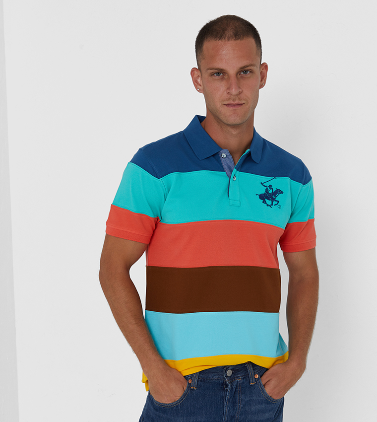 Buy Beverly Hills Polo Club Line 'Em Up Cut And Sew Polo Blue In Blue ...