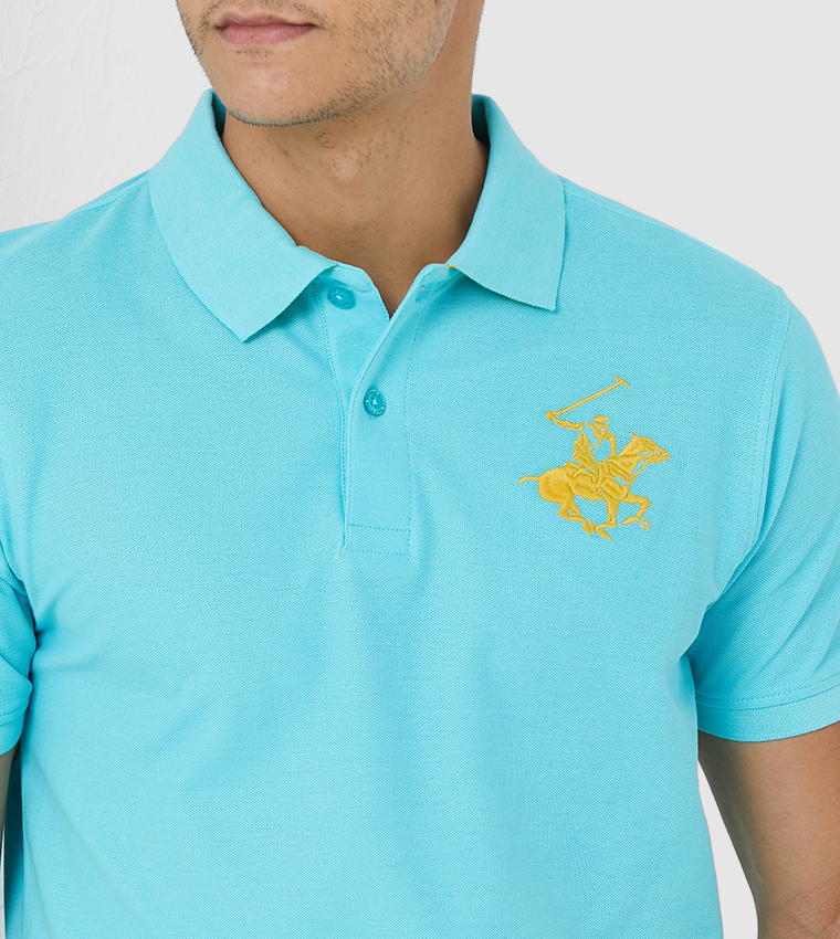 Buy Beverly Hills Polo Club Short Sleeve Polo T Shirt Teal In Teal ...