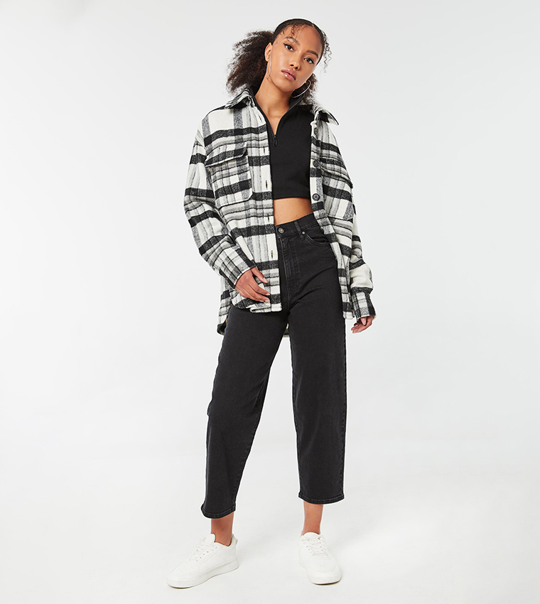 Buy Ardene Plaid Oversized Shacket In Black | 6thStreet UAE