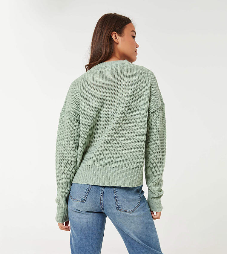 Buy Ardene Basic Crew Neck Sweater In Green | 6thStreet Qatar
