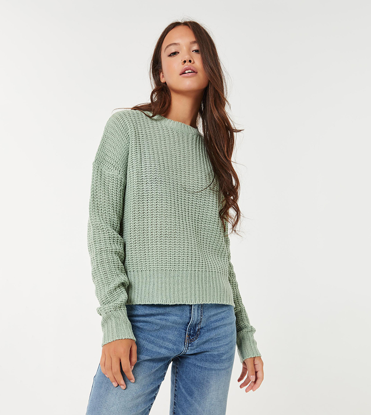 Buy Ardene Basic Crew Neck Sweater In Green | 6thStreet Qatar