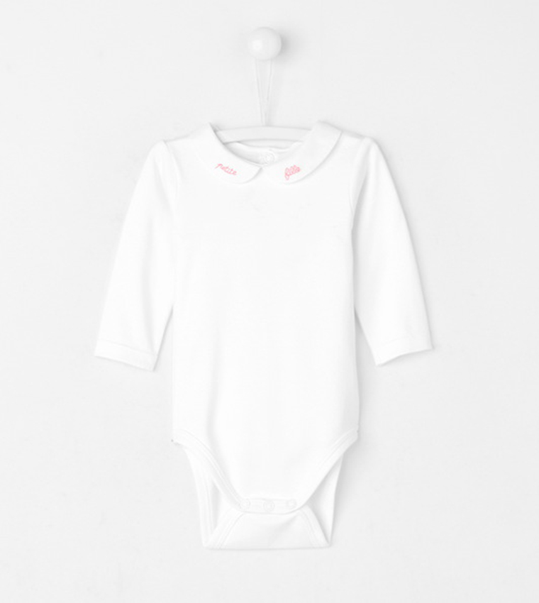 Buy Jacadi Baby Girl Bodysuit With Peter Pan Collar White In White ...