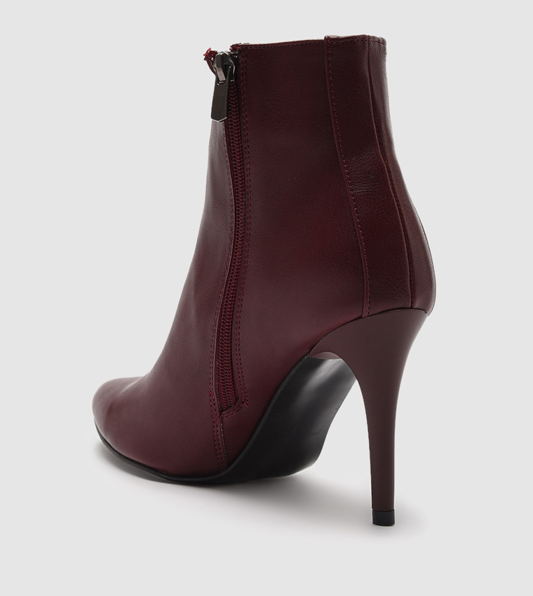 Buy Trendyol Ankle Stilleto Boots In Burgundy | 6thStreet Kuwait
