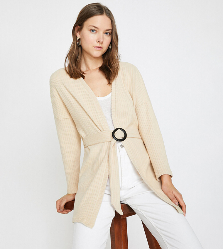 Buy Koton Tie Around Waist Cardigan In Beige | 6thStreet UAE