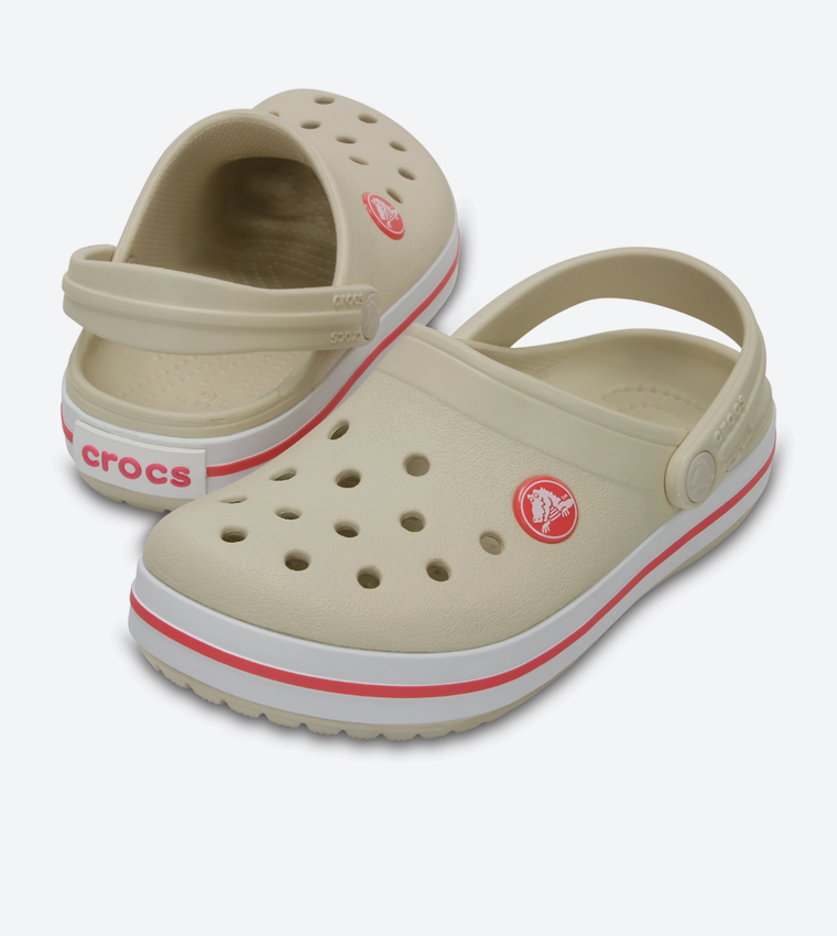 Buy Crocs Crocband Cutout Detail Round Toe Clogs Beige 204537 1AS In ...