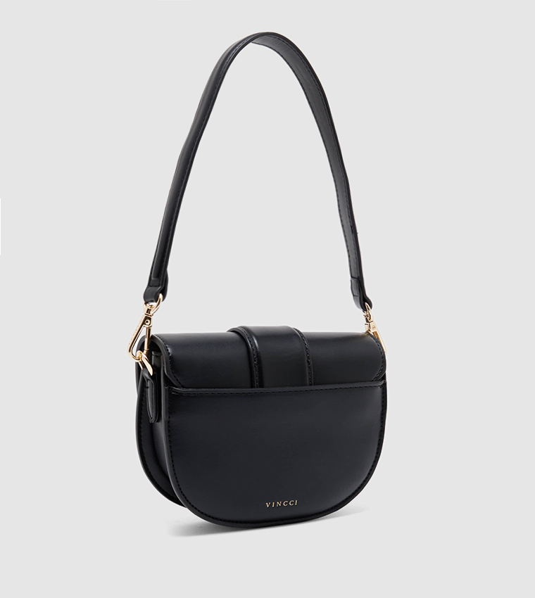 Buy VINCCI Snap Closure Shoulder Bag In Black | 6thStreet UAE