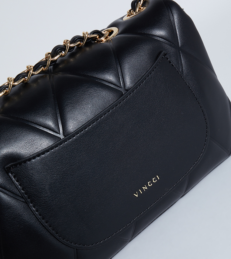 Buy VINCCI Quilted Convertible Shoulder Bag In Black | 6thStreet UAE