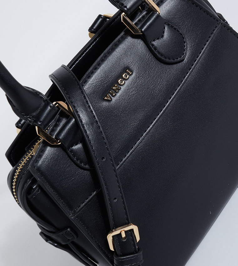 Buy VINCCI Textured Satchel Bag In Black | 6thStreet UAE