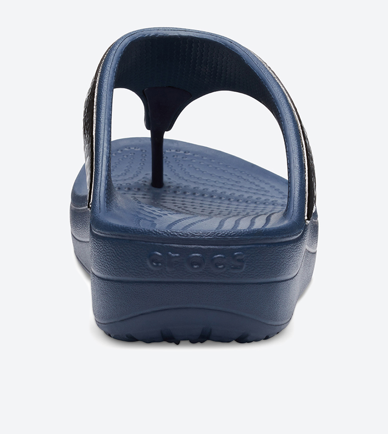 Buy Crocs Sloane Hammered Metallic Flip Flops Navy 205134 463 In Navy ...