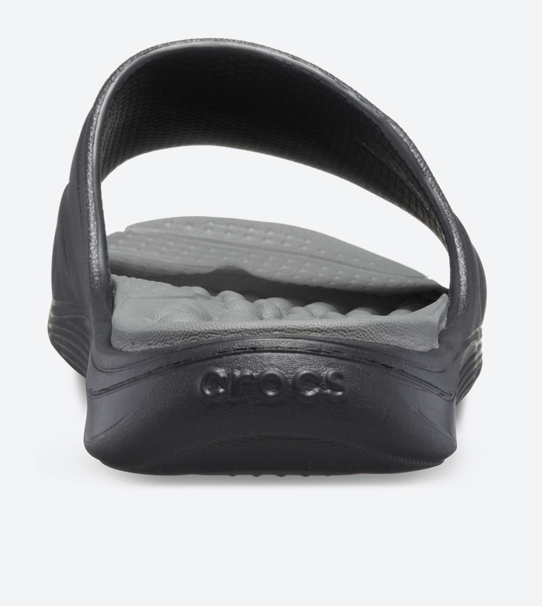 Buy Crocs Reviva Broad Strap Round Toe Slides Black 205546 0DD In Black ...