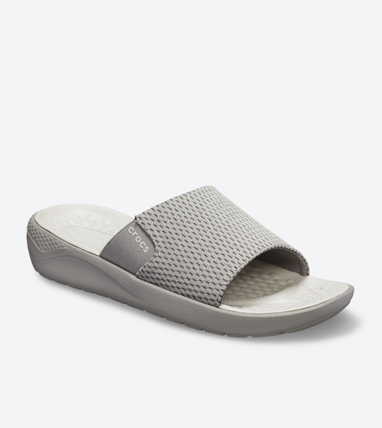 Buy Crocs Literide Mesh Broad Strap Round Toe Slides Grey 205611 06J In ...