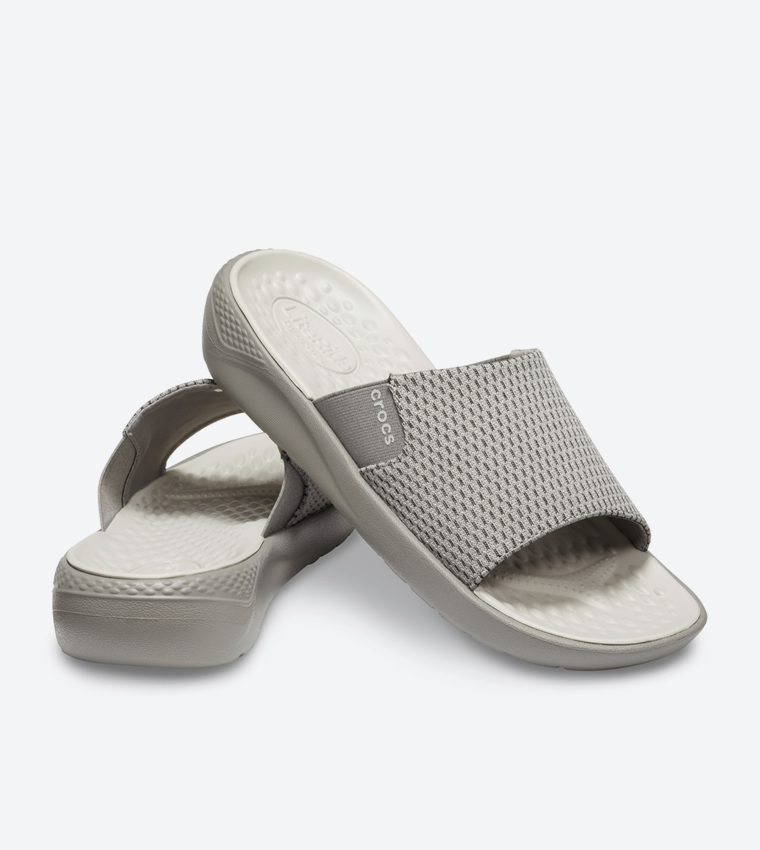 Buy Crocs Literide Mesh Broad Strap Round Toe Slides Grey 205611 06J In ...