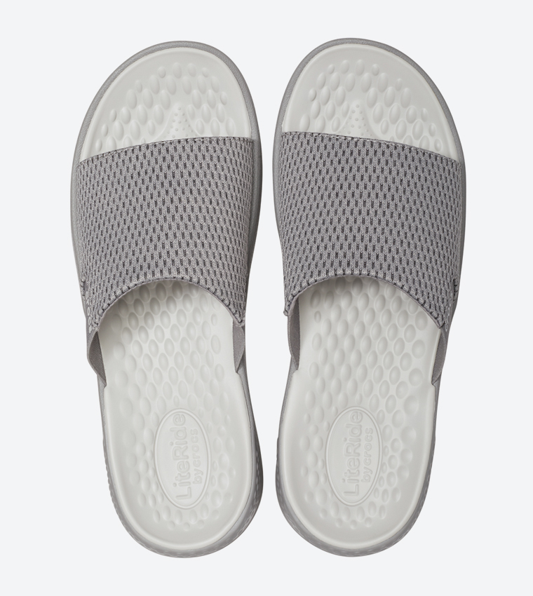 Buy Crocs Literide Mesh Broad Strap Round Toe Slides Grey 205611 06J In ...