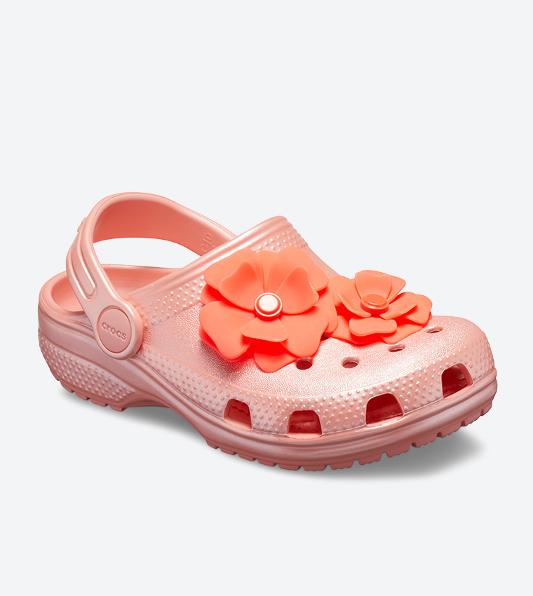 Buy Crocs Flower Beaded Detail Round Toe Clogs Pink In Pink | 6thStreet UAE