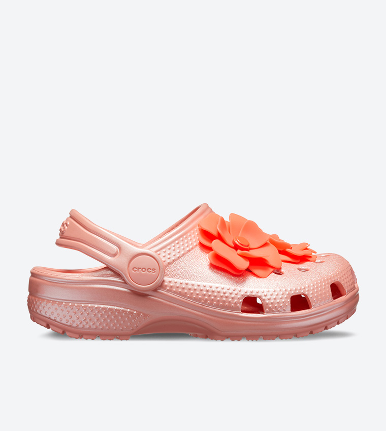 Buy Crocs Flower Beaded Detail Round Toe Clogs Pink In Pink | 6thStreet UAE
