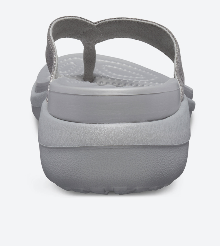 Buy Crocs Capri Metallic Textured Wedge Flip Flops Silver 205782 00N In Silver 6thStreet Bahrain